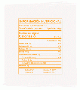 Información Nutricional Mini naranja - Nikkos